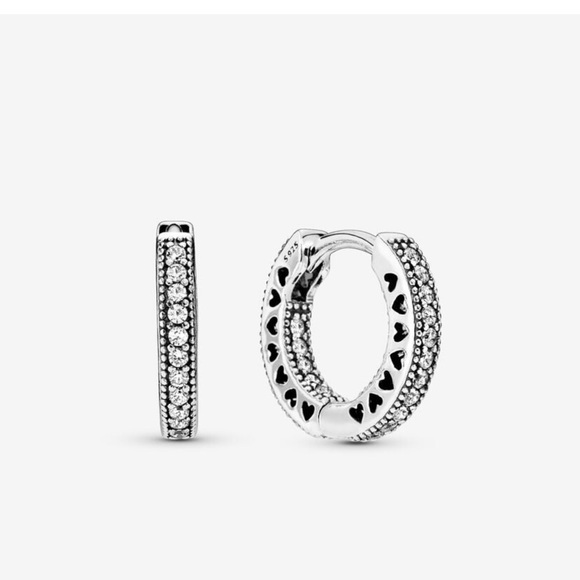 Pandora | Jewelry | Nwt Pandora Pav Heart Hoop Earrings | Poshmark